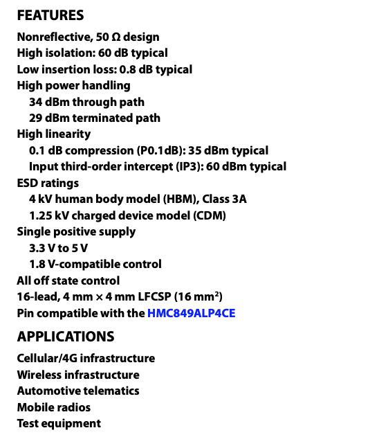 IC HMC8038LP4CETR 16LFCSP