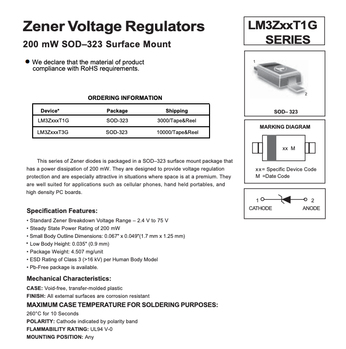 DIODE LRC LM3Z11VT1G SOD323F 11V 200mW