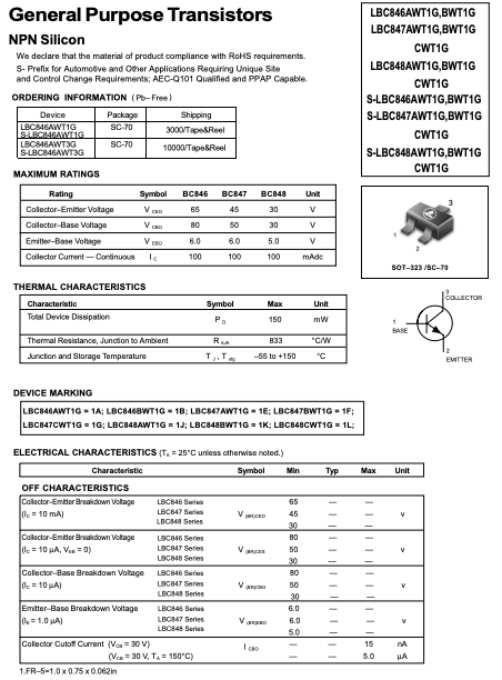 LRC LBC846BWT1G SOT-323