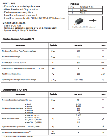 JINGDAO 1N4148 1N4148W SOD-123