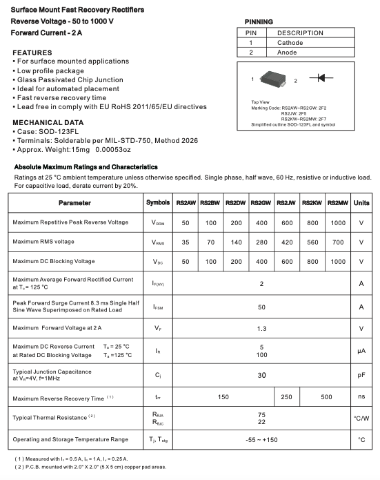 JINGDAO RS2AW SOD-123FL